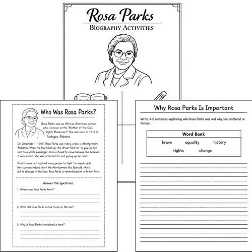 Rosa Parks Biography Activities Pack | Black History Month Flip Book ...