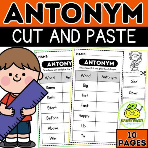 Antonym Worksheets|Cut and Paste Activities|Grammar Worksheets 1st and ...