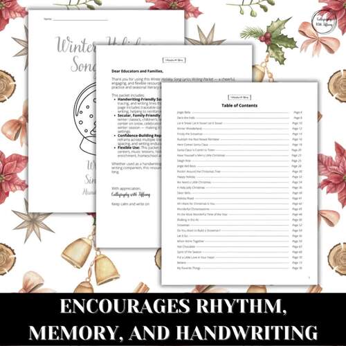 30 Fun Holiday Songs Cursive Practice Pages | Kids Christmas ...