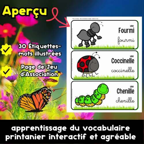 Printemps. Mots de vocabulaire en images. | TPT