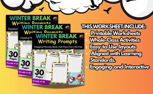 Winter Break Reflection Opinion/Prompt Writing Worksheets 4th,5th,6th ...