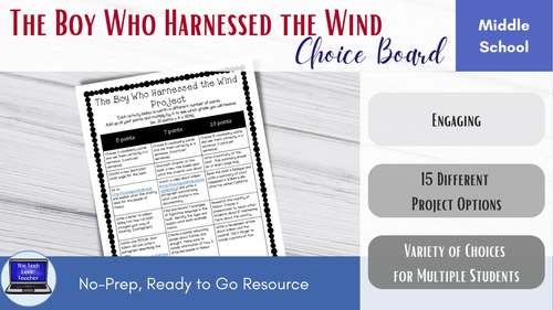 No-Prep: The Boy Who Harnessed the Wind Project (Choice Board) | TPT