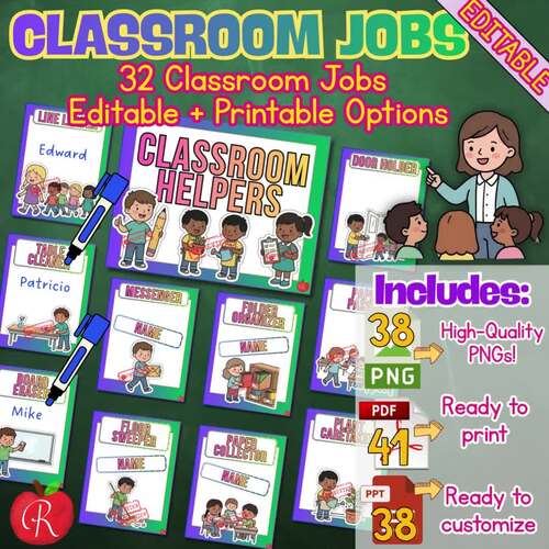 Editable Classroom Jobs Chart Display | Classroom Management Tools K ...