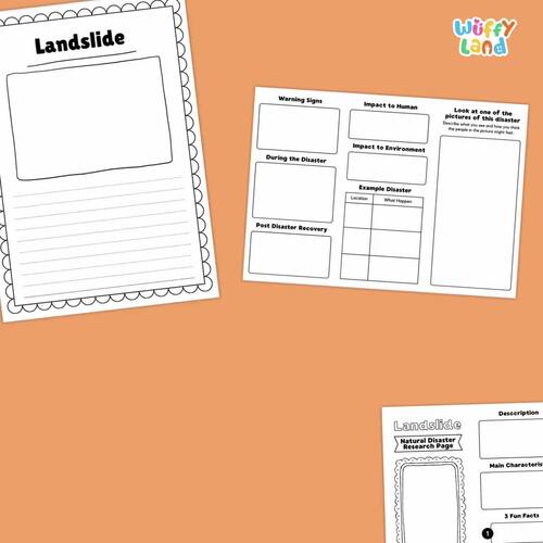 LANDSLIDE Natural Disaster Research Project | Earth Science Worksheets