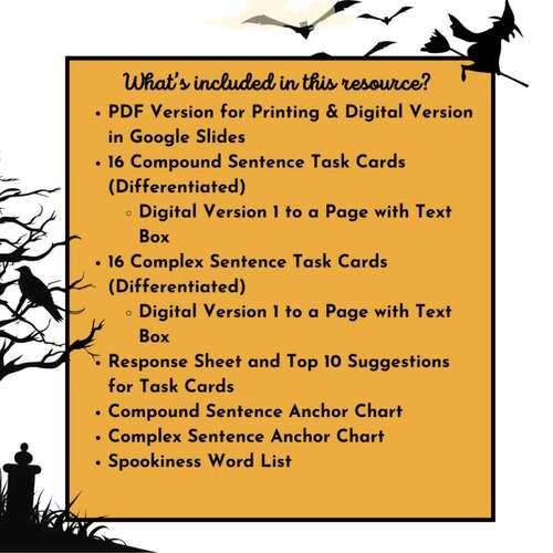 Halloween Activity 32 Spooky Sentence Building Task Cards 3rd 4th & 5th ...