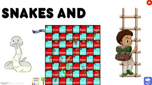 Short a CVC Words Easter Snakes and Ladders Game-digital, printable, No ...