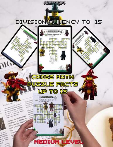 Division Fluency to 15 Part#2 Minecraft Cross Math Puzzle | TPT