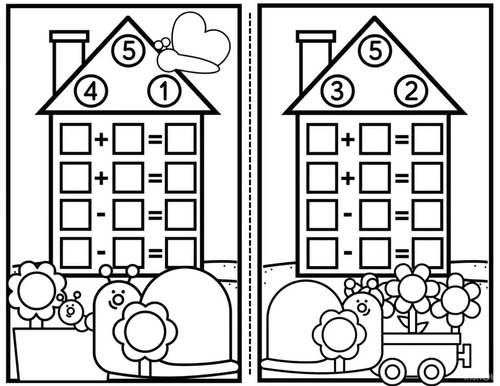 Spring Fact Families Mini-Book Set for Kindergarten | Parts of 4 and 5
