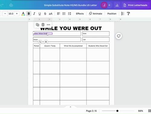 High School Substitute Teacher Note Bundle | Middle School | Black and ...