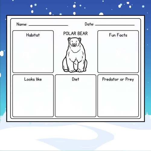 Winter Animals Research Fact Worksheets | Winter Animals Fact Sheets
