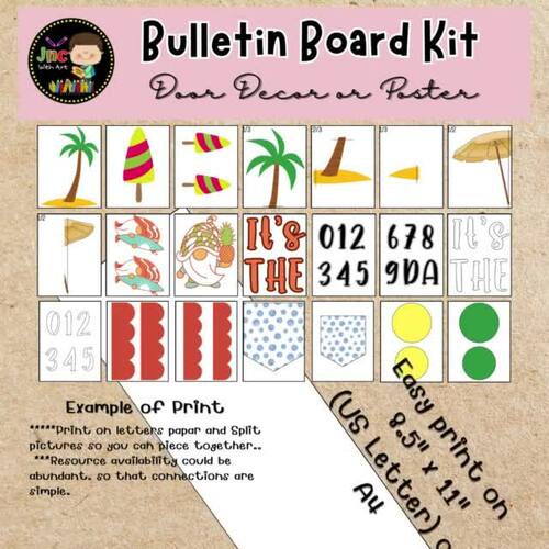 Summer Gnomes Bulletin Board Kit End of the year June July Door Decor ...