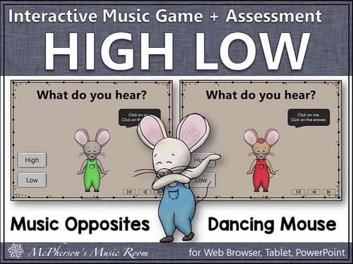 Music Opposites High Low Interactive Music Game {Dancing Mouse} | TpT