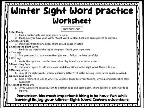 Winter Sight Word Flash Cards (Editable) Activity and Centers | TPT