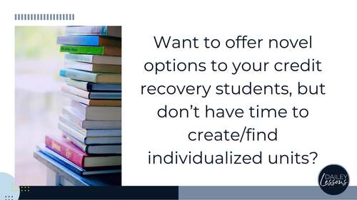 Credit Recovery High School ELA Novel Unit – Works With Any Novel