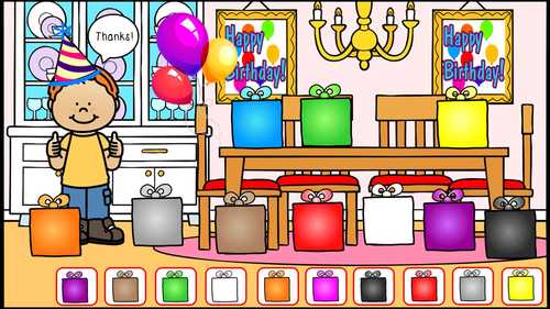 Colorful Birthday Presents | Interactive Slide Show | Early Intervention