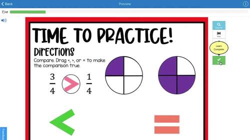Chapter 9.2 Compare Fractions With the Same Denominator Boom Cards™