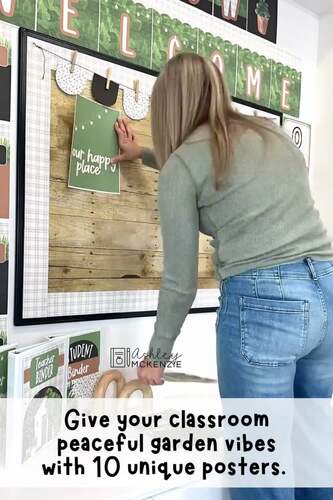 Classroom Posters Editable Modern Garden Borders Calming Bulletin Board ...