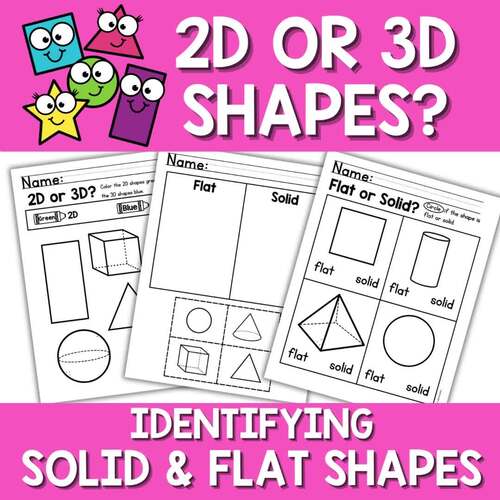 Identifying Shapes as 2D or 3D | Flat or Solid Shapes No Prep ...