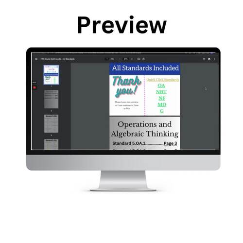 All Standard Math BUNDLE: 5th Grade Edition with Quizzes and Exit Tickets