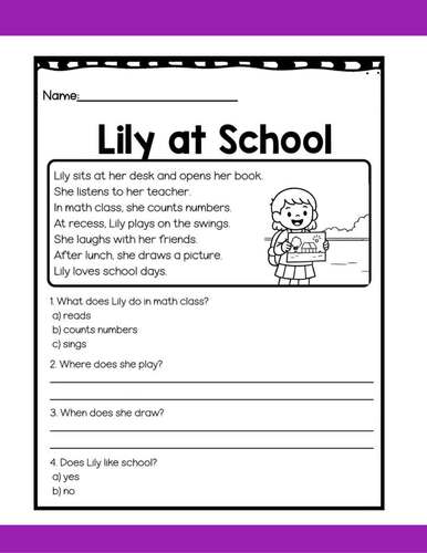 Daily Routine Reading Passages | 1st Grade Reading Comprehension ...