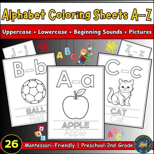 Alphabet Coloring Sheets A–Z | Uppercase-Lowercase Letters with ...