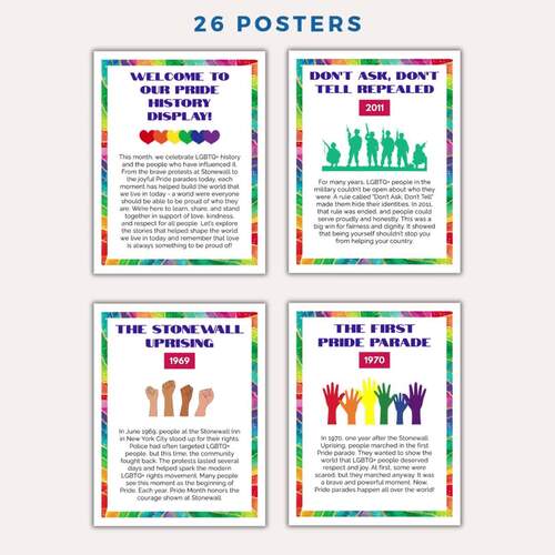 LGBTQ+ Pride Month Bulletin Board Posters, Civil Rights History Summer ...