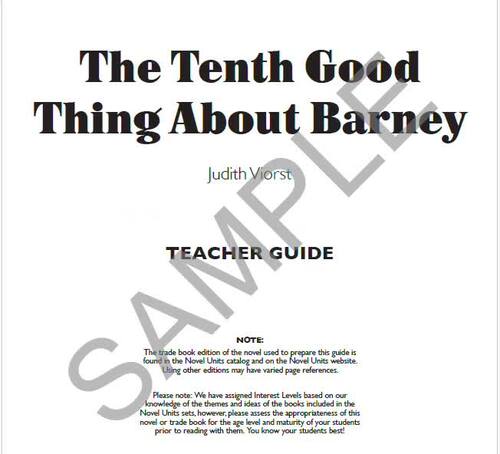 The Tenth Good Thing About Barney Novel Units® Teacher Guide Novel Study