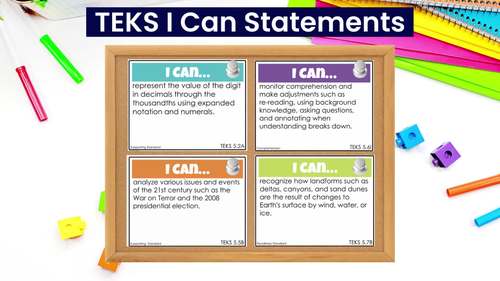 5th Grade I Can Statements Core Subjects Editable TEKS Standards ...