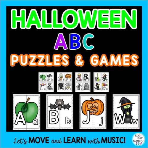 Alphabet Letter, ABC Phonics, Letter Matching Puzzles: {Halloween}