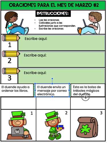 MARCH MATCH UP SENTENCES IN SPANISH - DIGITAL & PRINT | TpT