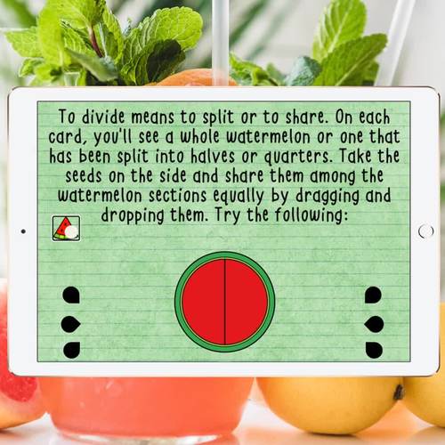 An intro to division and remainders Boom cards | Watermelon seeds