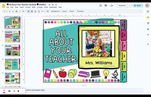 All About Your Teacher Digital Flipbook - Google Slides by Learning Cove