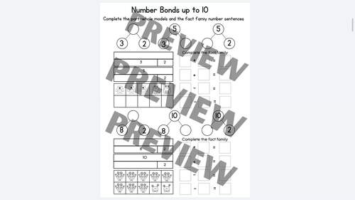Number Bonds to 10 Fact Families Addition Subtraction Base Ten Part ...