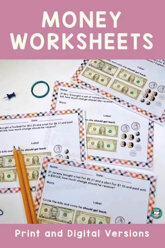Money Word Problems | Money Worksheets 2nd Grade | Making Change Worksheets