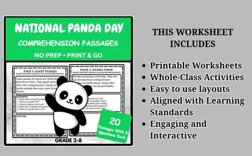 National Panda Day Reading Comprehension | 20 Passages & Questions ...