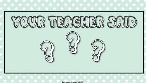 What My Teacher Said: A Classroom Game | Community Builder, Time Killer ...