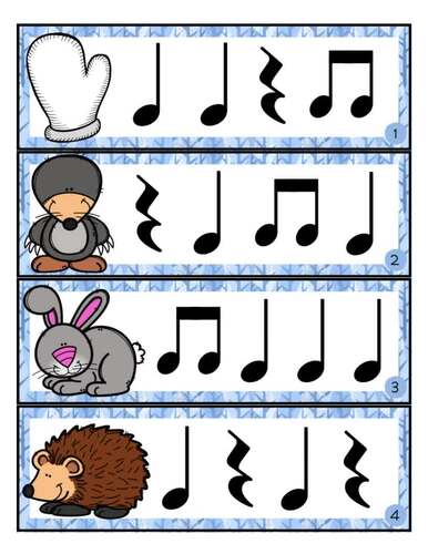 Rhythm Write the Room ("The Mitten" themed) by Miss Warner's Classroom