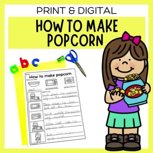 How To Make Popcorn | Sequencing Procedure Worksheets & Digital Slideshow