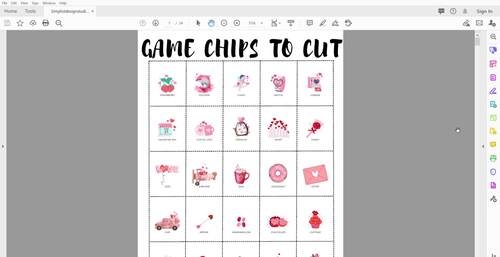 Printable Valentine Bingo Game, 50 Bingo Cards, Classroom Game, Family Game
