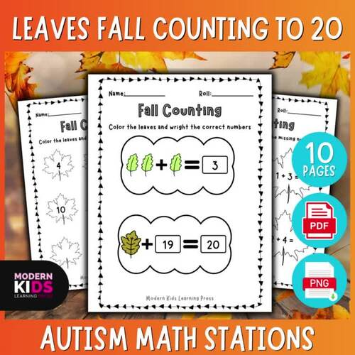 Leaves Fall Counting to 20 - Autism Math Stations by ModernKids ...