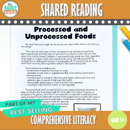 Shared Reading Passage & Lessons - Ontario Gr 3, 4 Heath - Processed Foods