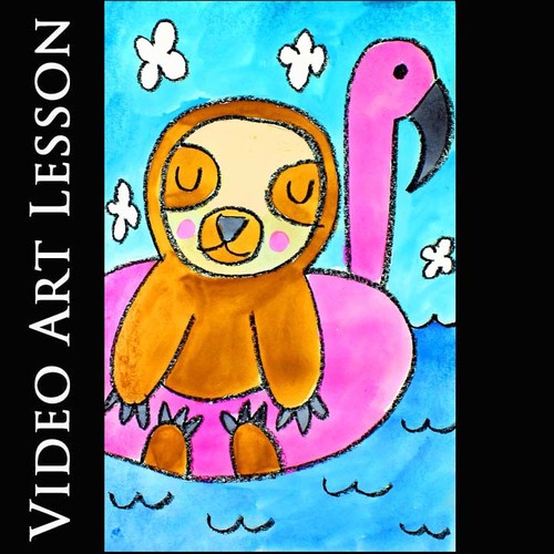 SLOTH in a FLAMINGO FLOATIE | EASY Summer End-of-Year Activity & Art ...