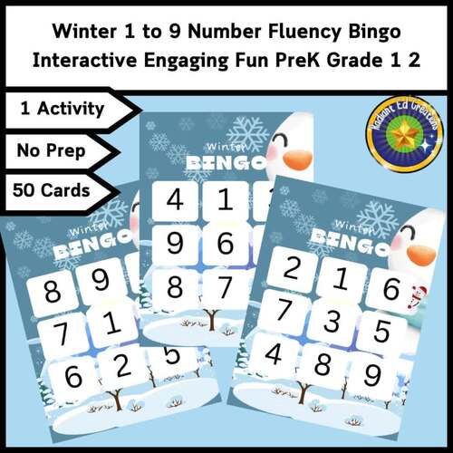 Winter 9 Bingo Math Fact Game Logic Puzzle Mental Number Sense Literacy