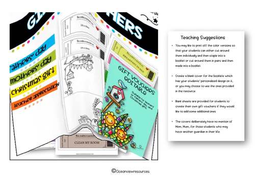 GIFT VOUCHER cards for Mother, Fathers' day or Christmas | TPT