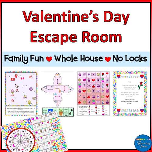 Valentines Day Escape Room for Home - All Materials Included - Print and Go