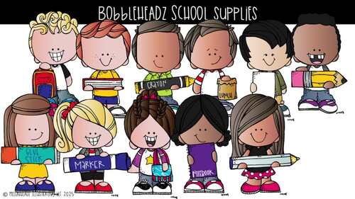 Bobbleheadz clip art School Supplies clip art COMBO PACK by Melonheadz ...
