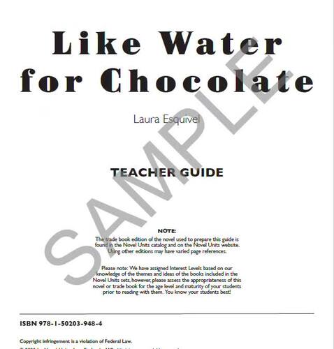 Like Water for Chocolate Novel Units® Teacher Guide Novel Study | TPT