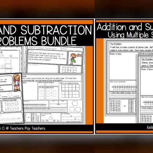 1st Grade Math Word Problems BUNDLE OF ALL PACKETS For Addition and ...