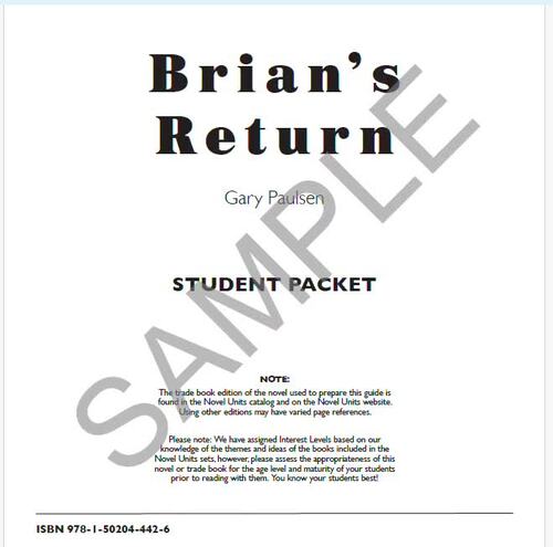 Brian's Return Novel Units® Student Packet Novel Study | TPT