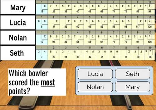 Functional Reading - Bowling Scores Level 2 by Limitless LifeSkills